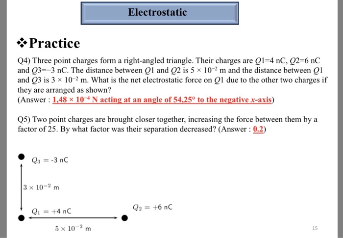 Solved Electrostatic ※ Practice Q4) Three point charges form | Chegg.com