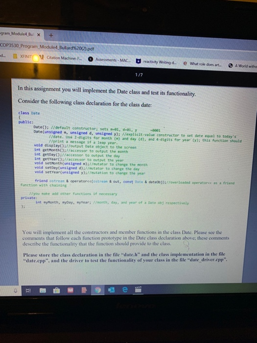 Solved i need code for the fuction date setyear()i gave a | Chegg.com