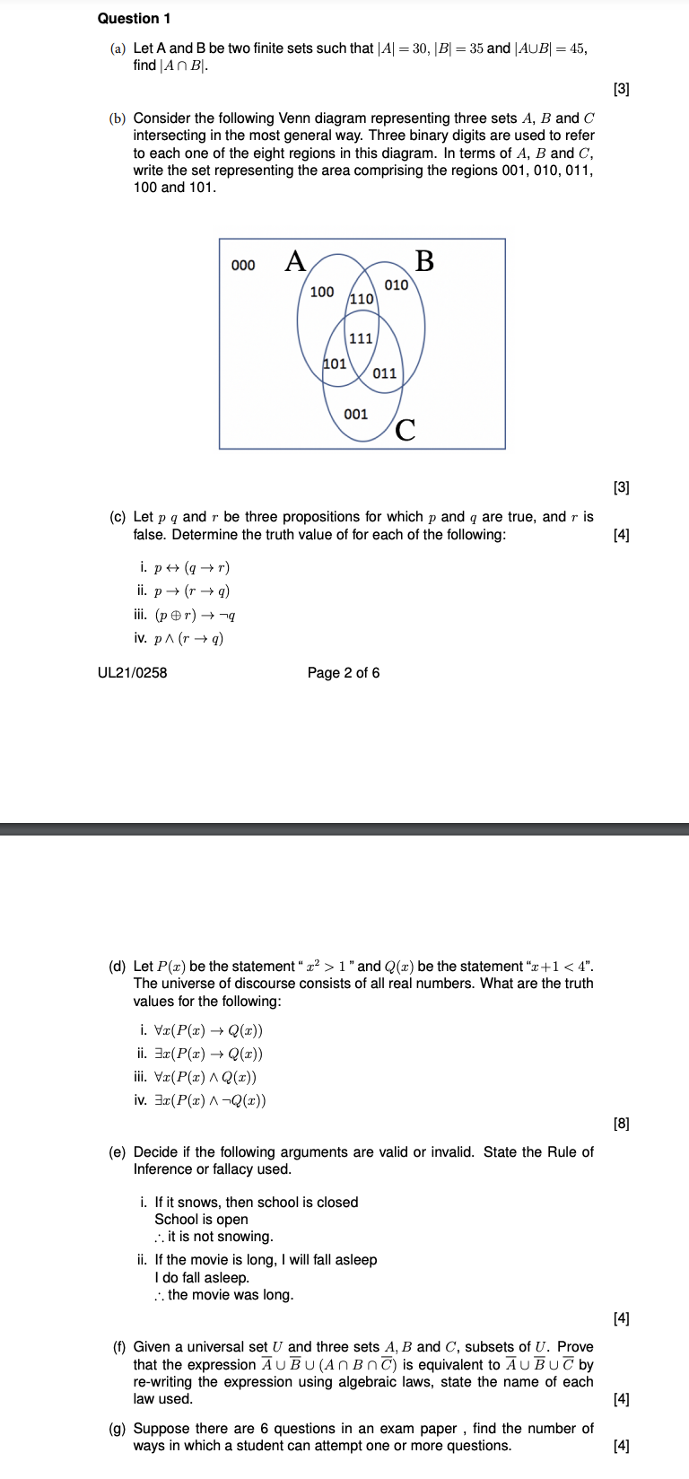 Solved Question 1 (a) Let A and B be two finite sets such | Chegg.com