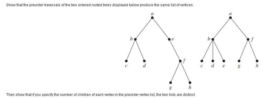 Solved Show that the preorder traversals of the two ordered | Chegg.com