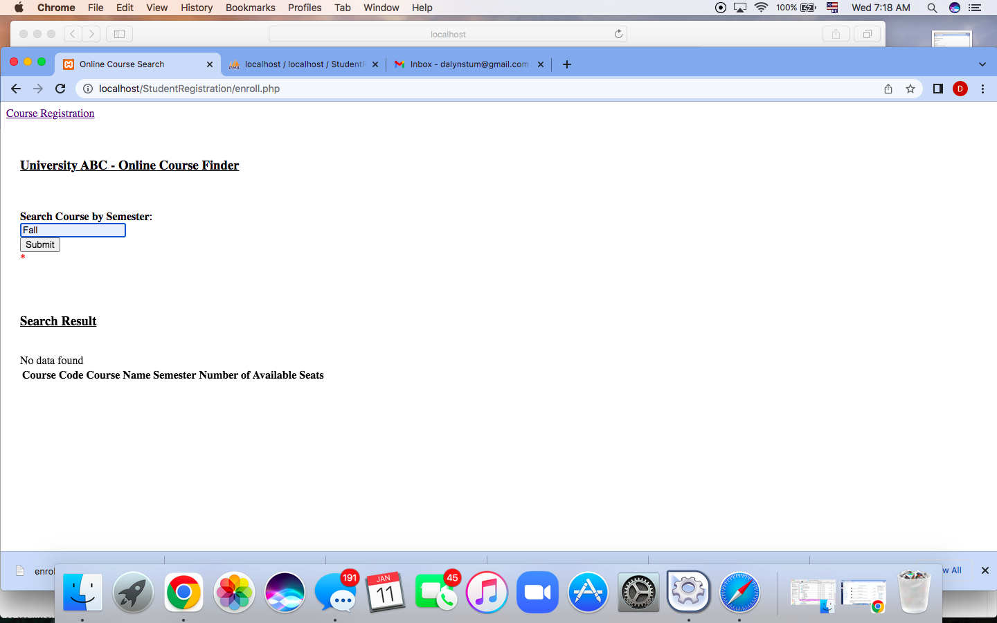 Solved I have a database called studentregistration where I | Chegg.com
