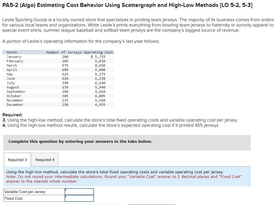 Solved PA5-2 (Algo) Estimating Cost Behavior Using | Chegg.com