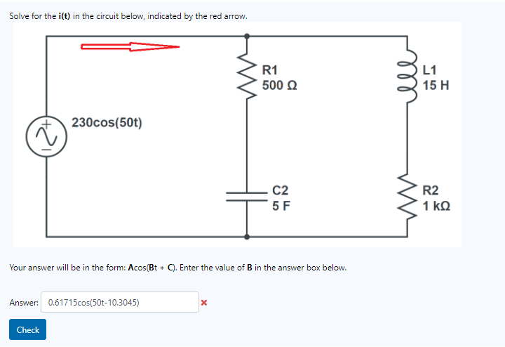 Solved Solve for the i(t) in the circuit below, indicated by | Chegg.com