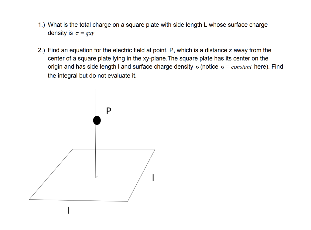 Solved 1.) What is the total charge on a square plate with | Chegg.com
