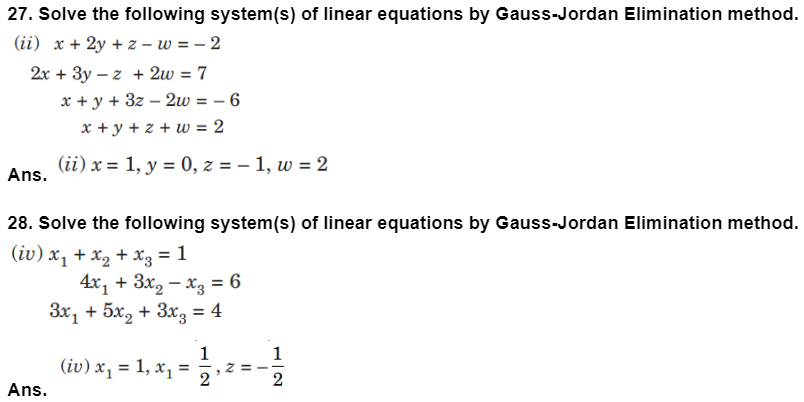 Solved 27. Solve the following system(s) of linear equations | Chegg.com