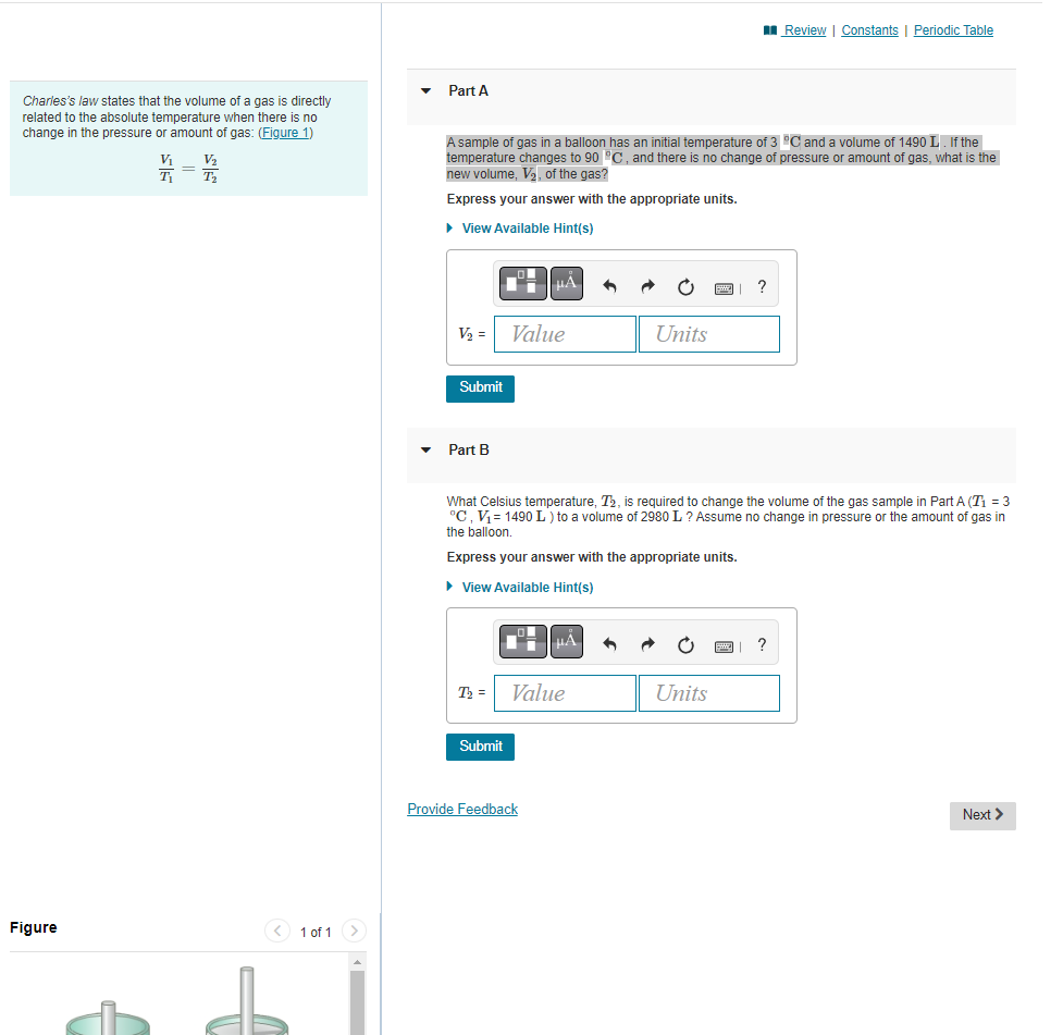 Solved Charles's law states that the volume of a gas is | Chegg.com