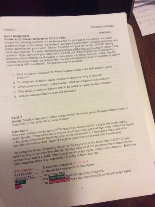 Solved Project 1 Concepts in Biology Part 1 Assignment | Chegg.com