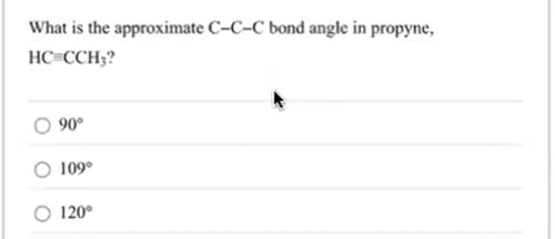 Solved What is the approximate C-C-C bond angle in | Chegg.com
