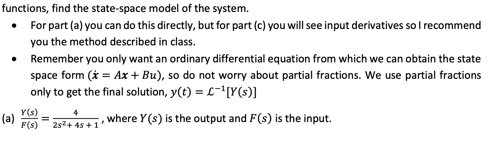 Solved functions, find the state-space model of the system. | Chegg.com