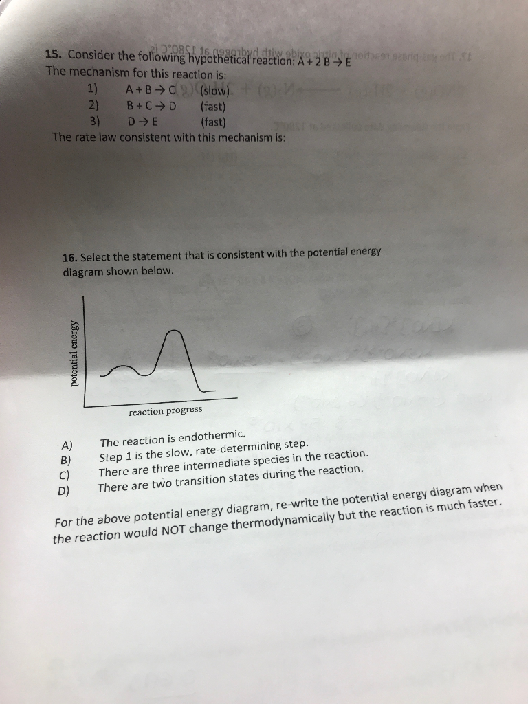 Solved 15. Consider the following hypothetical reaction: | Chegg.com