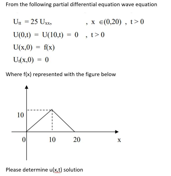 Solved From the following partial differential equation wave | Chegg.com