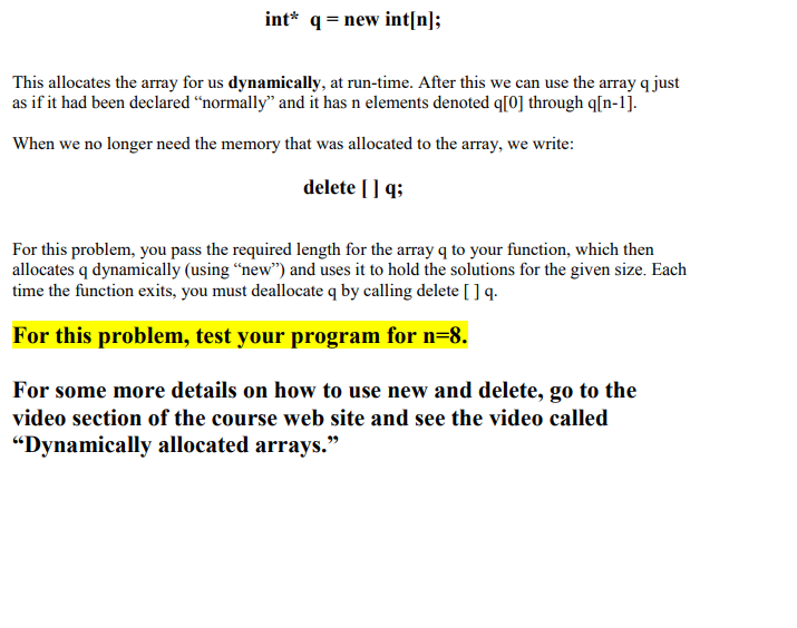 Solved By the " n queens problem" we mean the problem of | Chegg.com