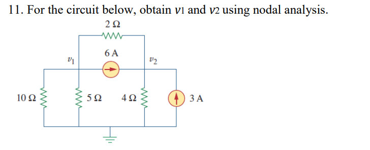 Solved 1. For the circuit below, obtain v1 and v2 using | Chegg.com