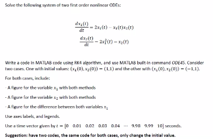Solved Solve the following system of two first order | Chegg.com