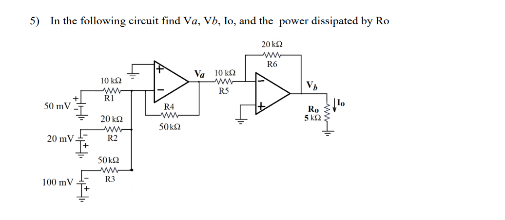 Solved 5) In the following circuit find Va, Vb, Io, and the | Chegg.com