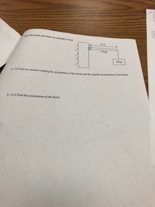 Solved and beam are currently at rest The block o kg 20 kg | Chegg.com