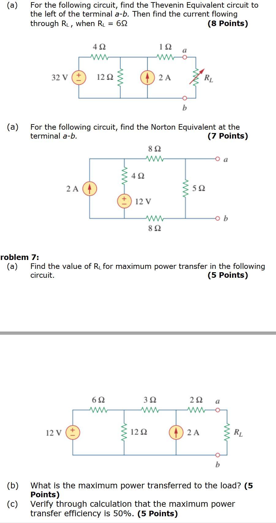 Solved (a) For the following circuit, find the Thevenin | Chegg.com
