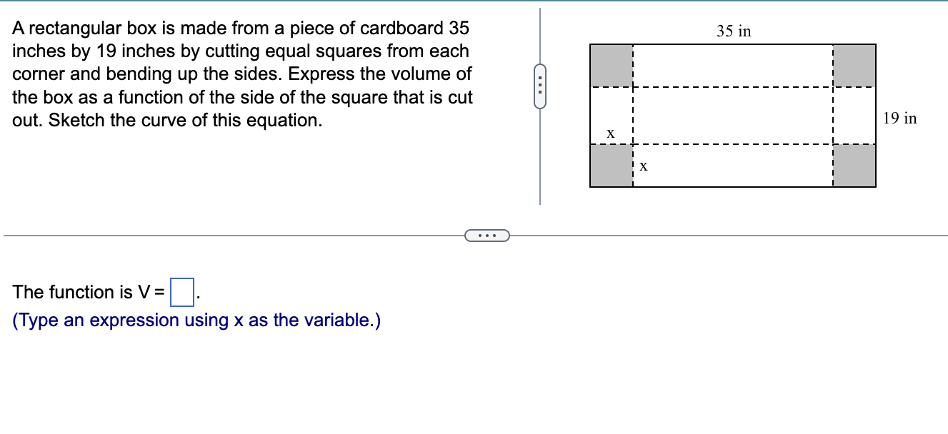 Solved A rectangular box is made from a piece of cardboard | Chegg.com