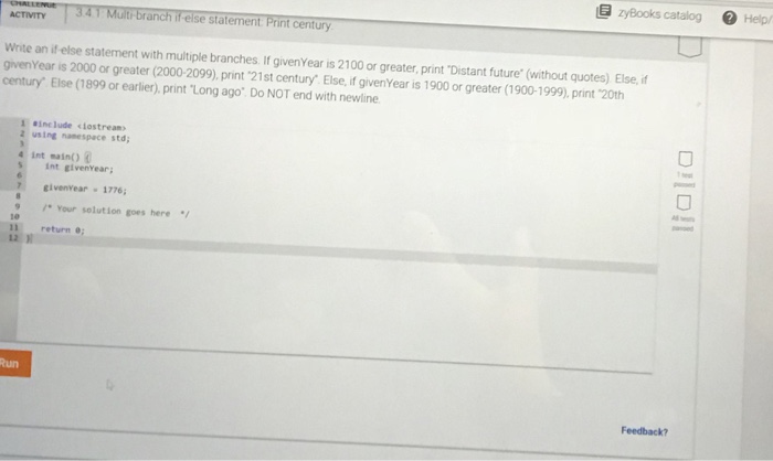 Solved 迴zyBooks catalog @ Help/ ACTIVITY341 Multr branch ir | Chegg.com