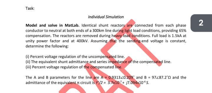 Individual Simulation Model and solve in Matlab. | Chegg.com