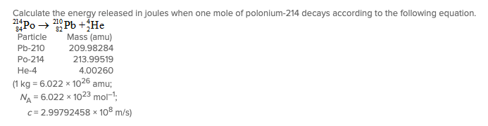 Solved Calculate the energy released in joules when one mole | Chegg.com