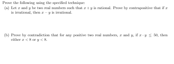 Solved Prove the following using the specified technique: | Chegg.com
