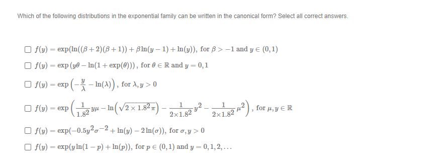 Solved Which of the following distributions in the | Chegg.com