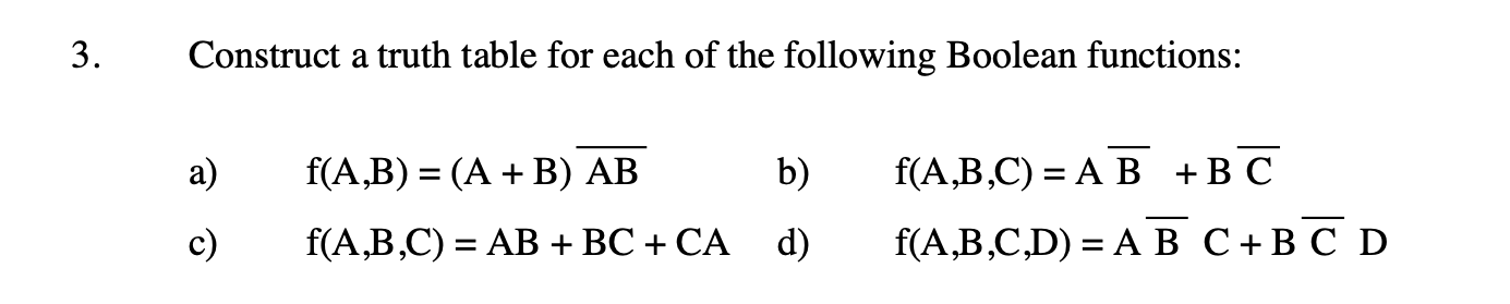 Solved Construct a truth table for each of the following | Chegg.com