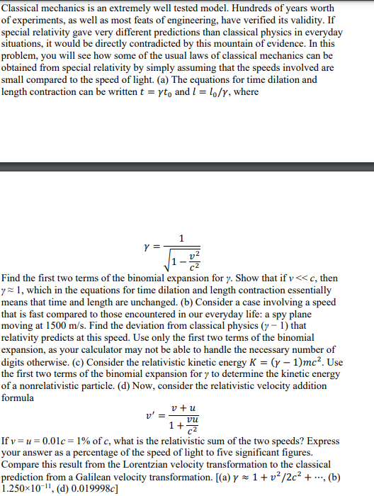 Solved Classical mechanics is an extremely well tested | Chegg.com