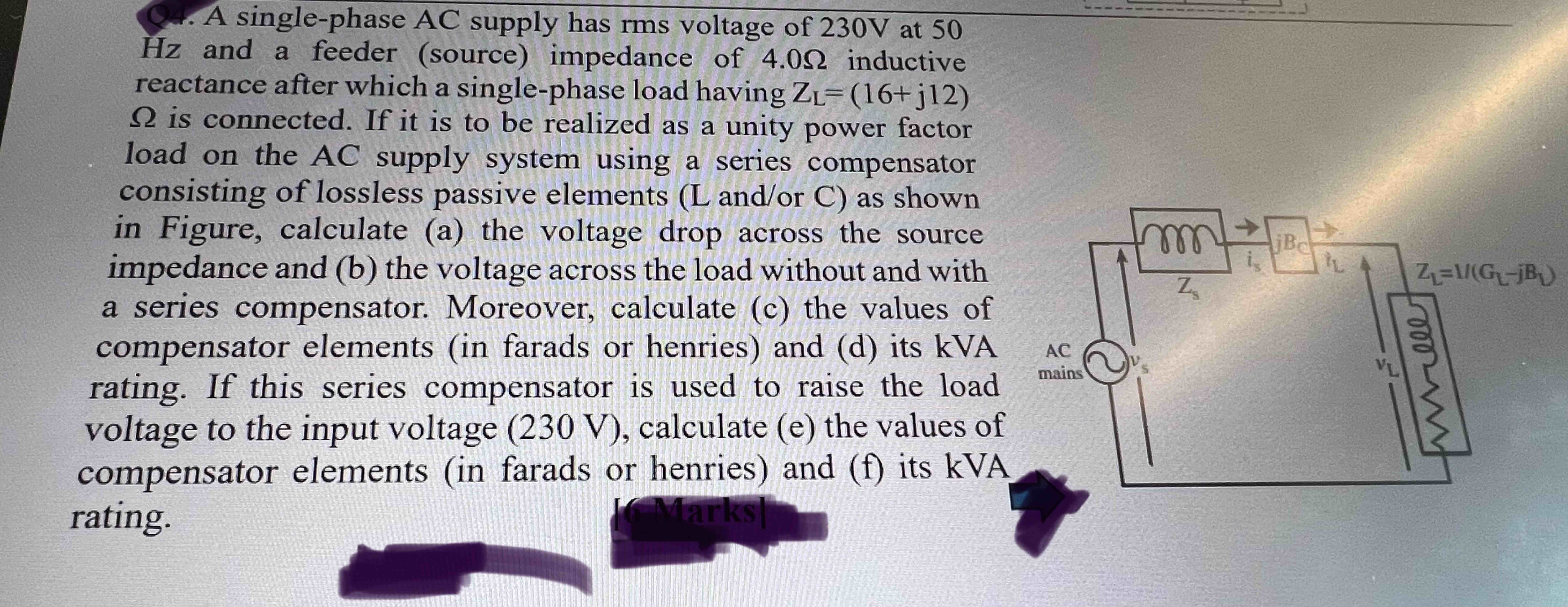 Solved A single-phase AC supply has rms voltage of 230 ﻿V at | Chegg.com