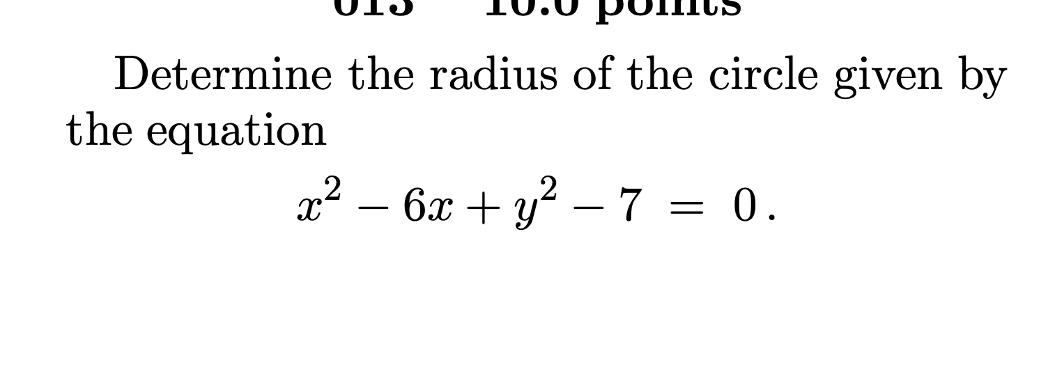 Solved Determine the radius of the circle given by the | Chegg.com
