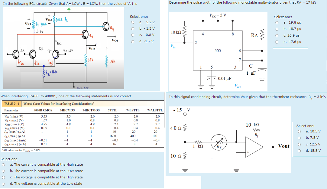 Solved When interfacing 74TTL to 4000B, one of the following | Chegg.com