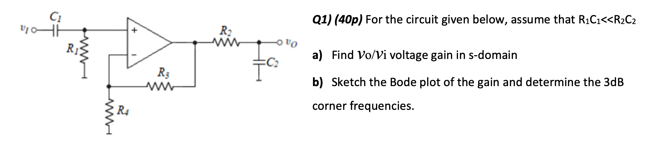 Solved Q1) (40p) For the circuit given below, assume that | Chegg.com