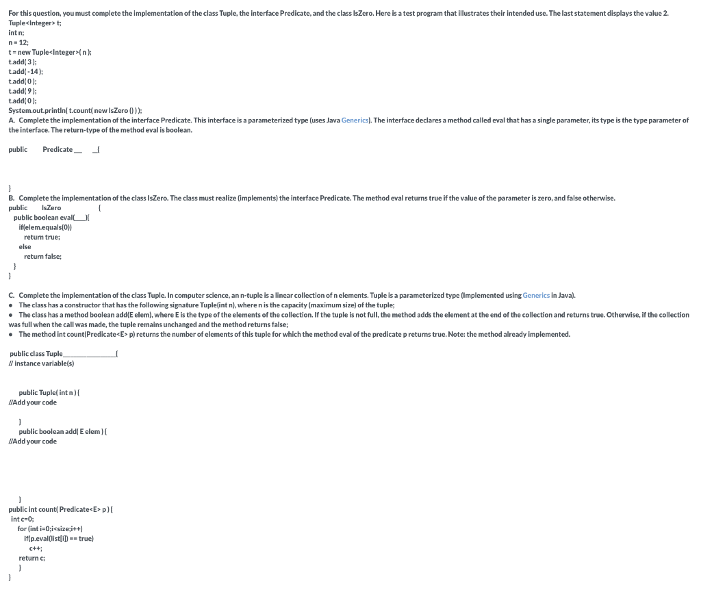 Solved For this question, you must complete the | Chegg.com