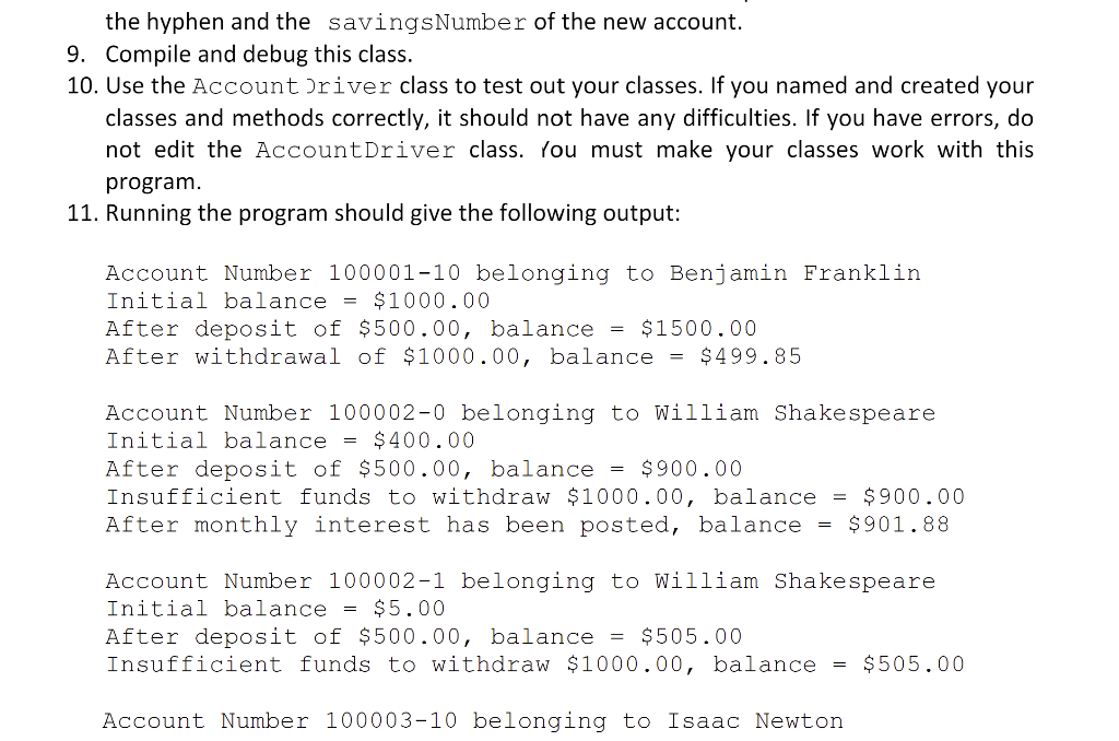 Solved Task \#1 Extending the BankAccount Class 1. Find the | Chegg.com