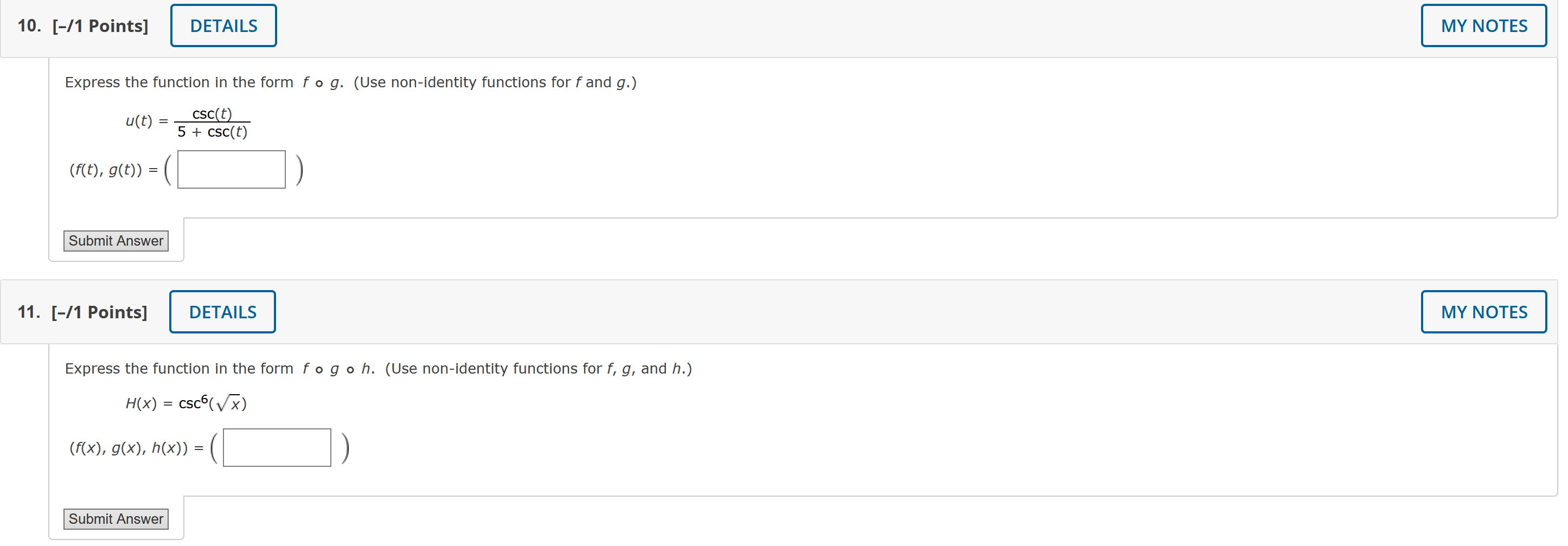 Solved Express the function in the form f∘g. (Use | Chegg.com