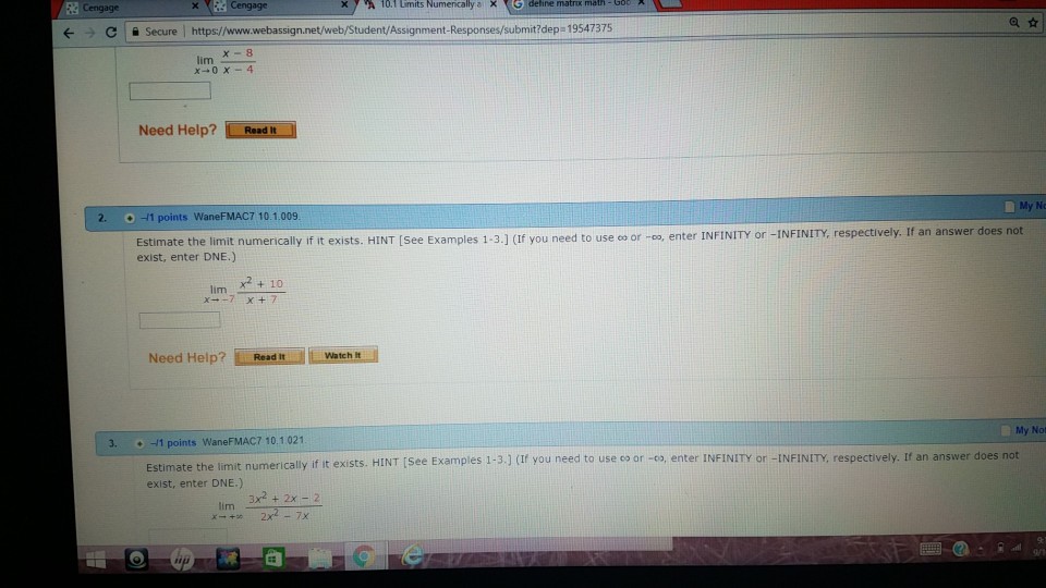 Solved 10.1 limits N ← c secure https://www.web assign neti | Chegg.com