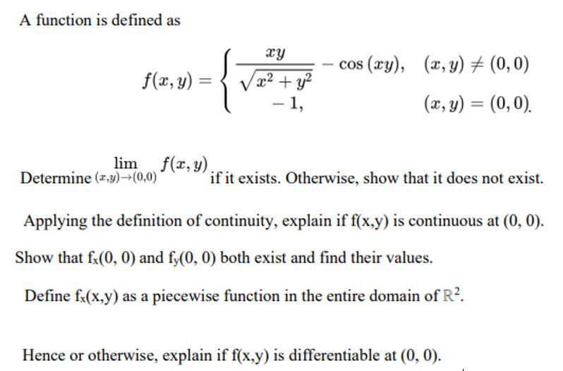 Solved A function is defined as | Chegg.com