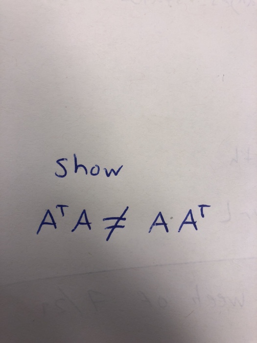Solved Show that the transpose of a matrix times itself is | Chegg.com