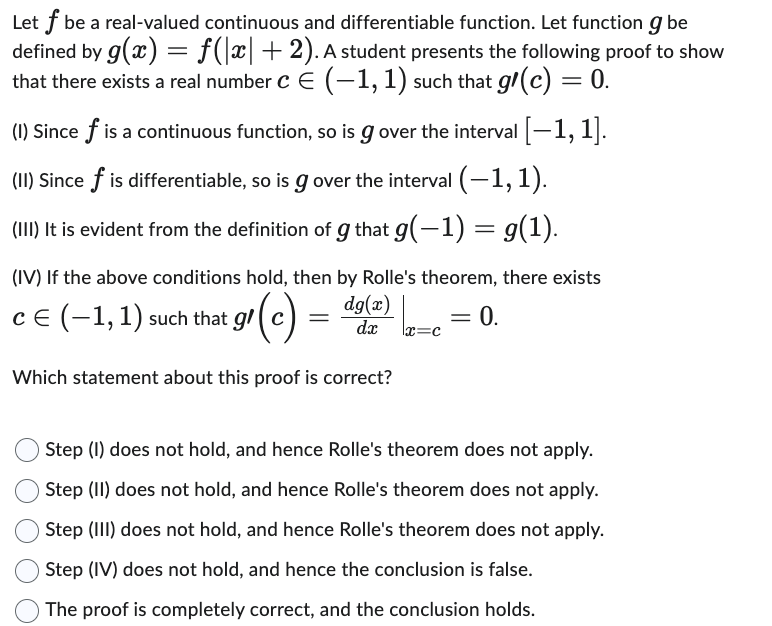 Solved Let F Be A Real Valued Continuous And Differentiable 
