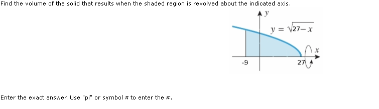 Solved Find the volume of the solid that results when the | Chegg.com