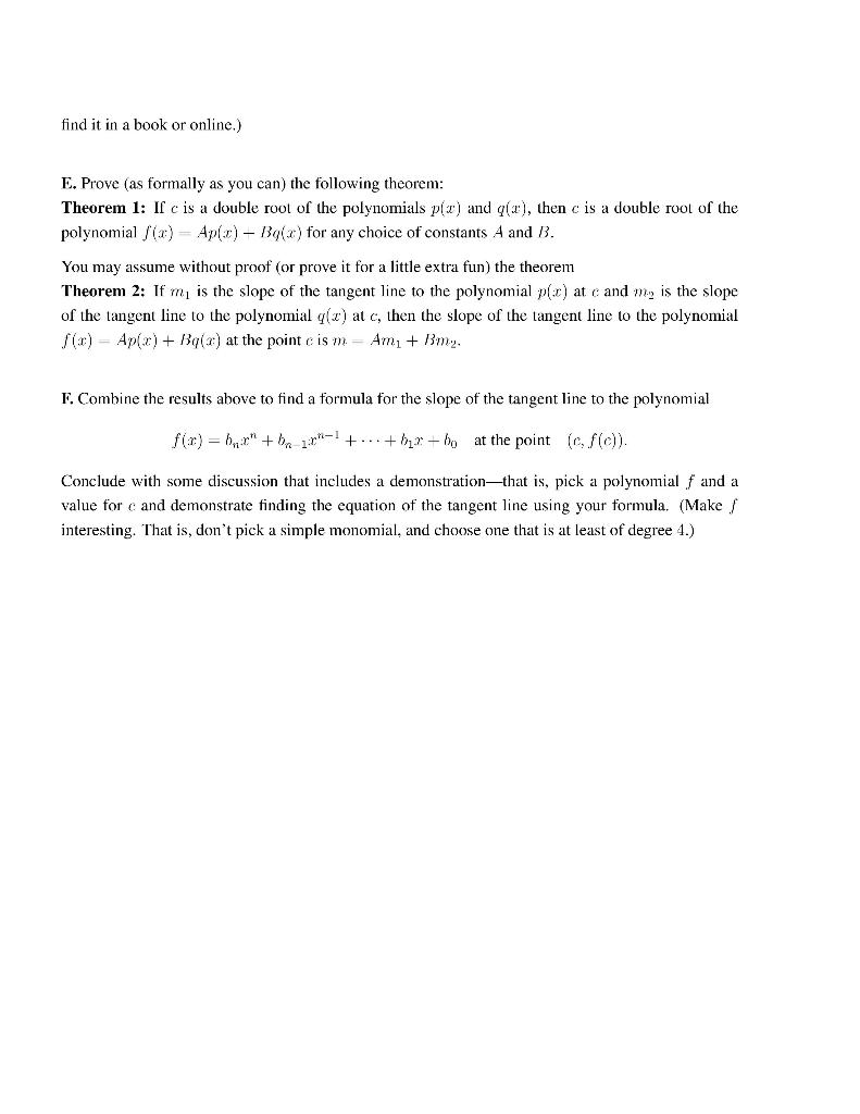 Solved Derivatives of Polynomials without Limits Calculus I | Chegg.com