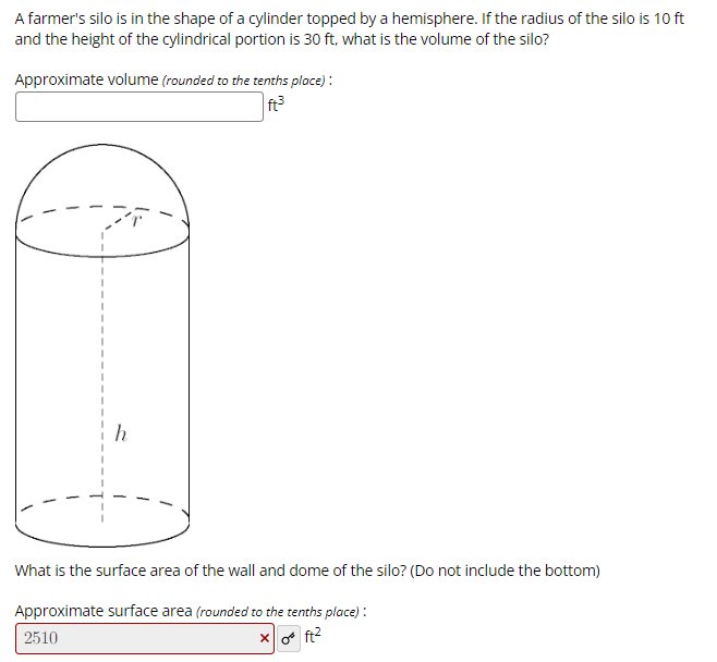 Solved A farmer's silo is in the shape of a cylinder topped | Chegg.com