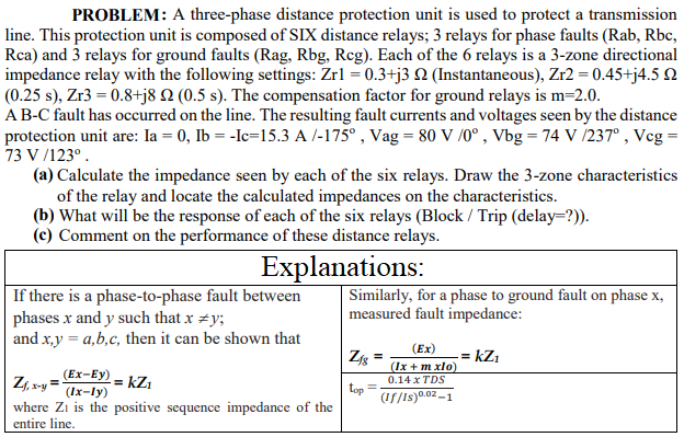 Solved PROBLEM: A three-phase distance protection unit is | Chegg.com