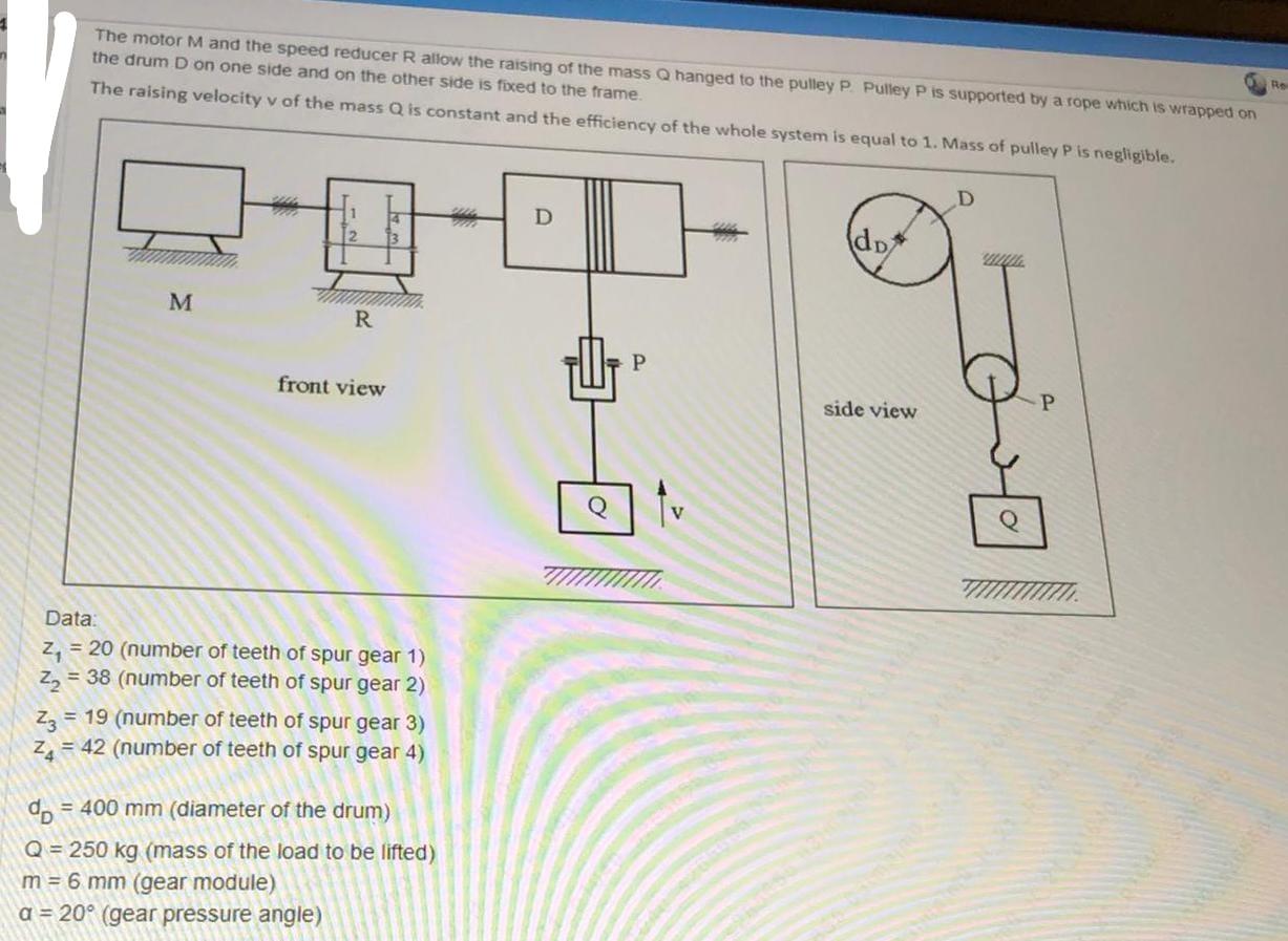 Solved a) Determine the speed ratio i of the reducer R b) | Chegg.com