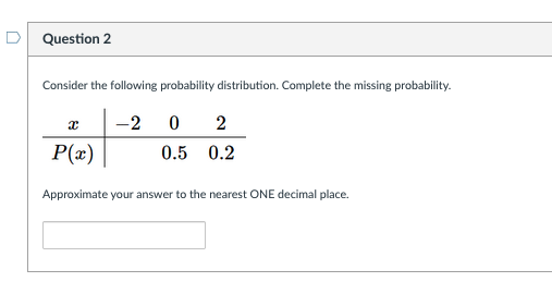 Solved D Question 2 Consider the following probability | Chegg.com