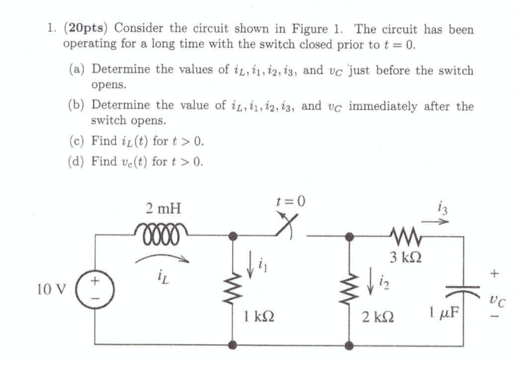 Solved 1. (20pts) Consider the circuit shown in Figure 1. | Chegg.com Solved 1. (20pts) Consider the circuit shown in Figure 1. | Chegg.com