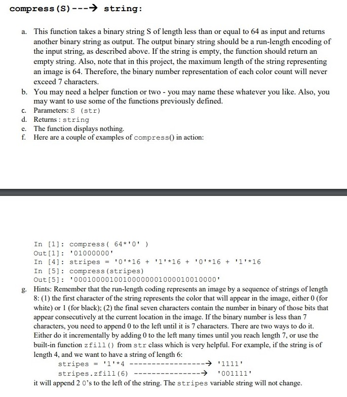 Solved compress (S)---> string: a. This function takes a | Chegg.com