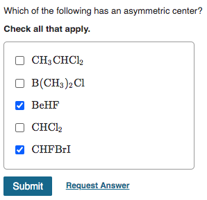 Solved Which of the following has an asymmetric center? | Chegg.com