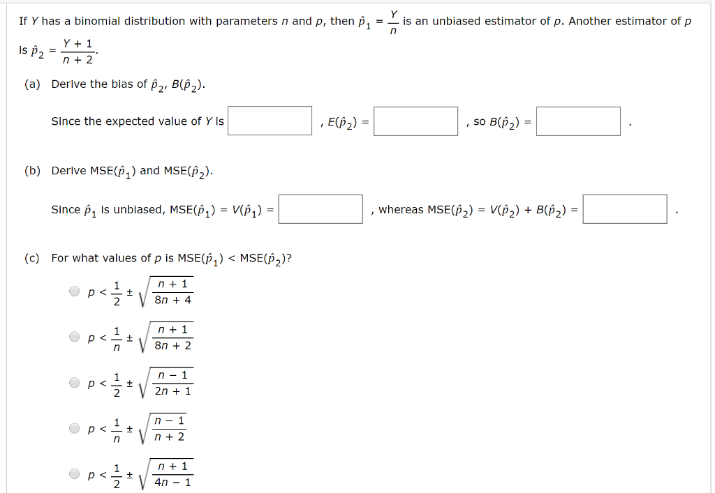 Solved If Y has a binomial distribution with parameters n | Chegg.com